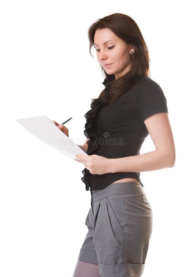 Beautiful Young Model and Actress Reads Script Stock Photo - Image of ...