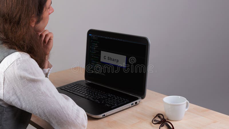 Write Code And Learn Programming Languages Development In The C Sharp Language Stock Image