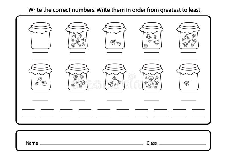 Write the Correct Numbers. Color the Picture Stock Vector ...