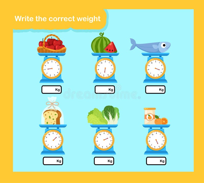 Write the correct weight stock vector. Illustration of kilogram - 263565606