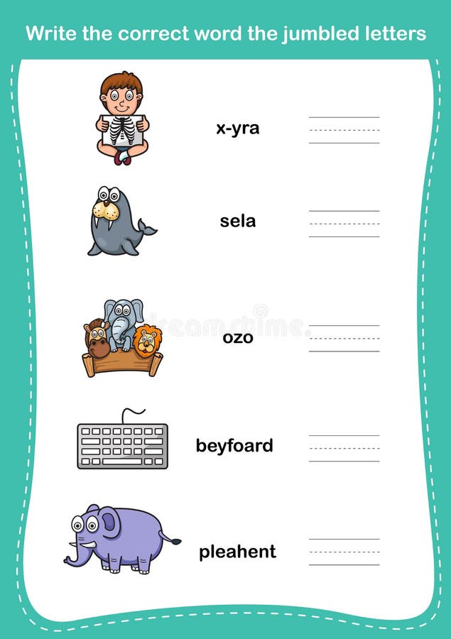 Write the Correct Word the Jumbled Letters Stock Vector - Illustration ...