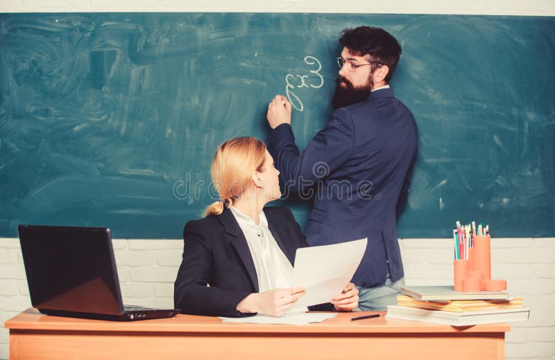 Write Down Your Task. Check Homework. Teachers Working in Pairs School ...