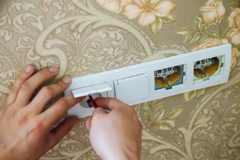 Write Electrical Work, Switch and Socket Installation.selectiv Focus ...