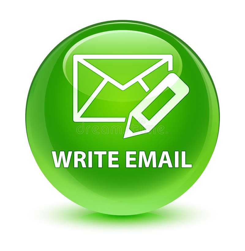 Write Email Glassy Green Round Button Stock Illustration - Illustration ...