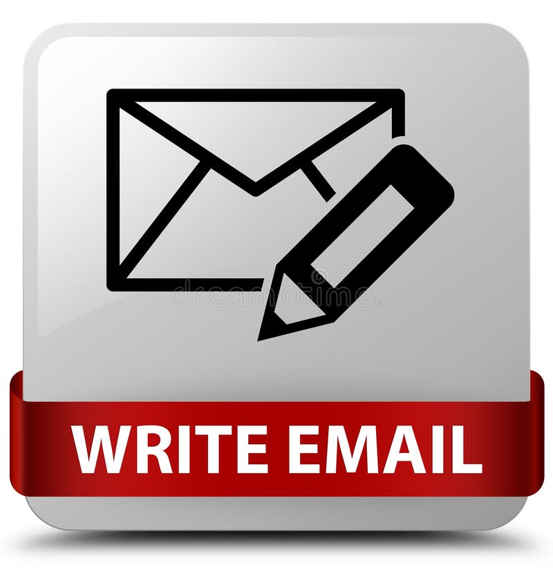 Write Email White Square Button Red Ribbon in Middle Stock Illustration ...