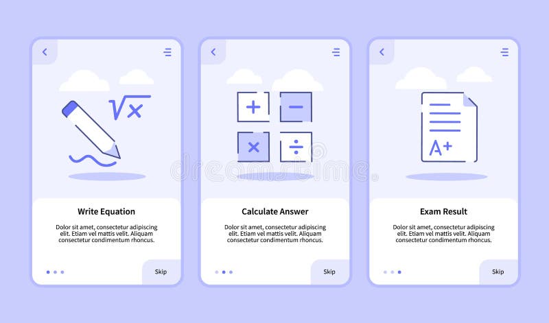 Write Equation Calculate Answer Exam Result Onboarding Screen for ...