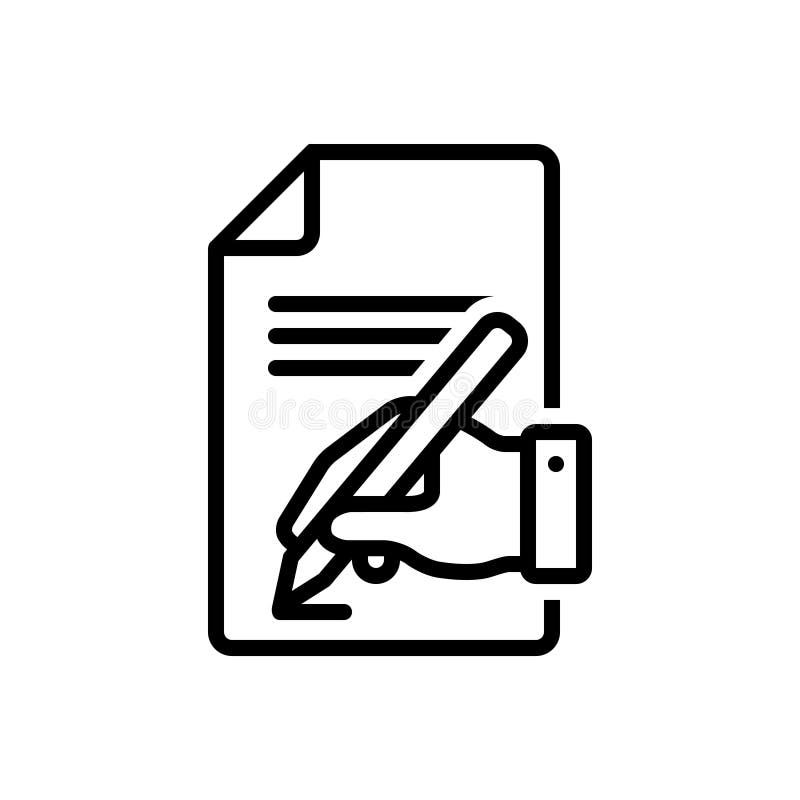 Black Line Icon for Write, Inscribe and Agreement Stock Vector ...
