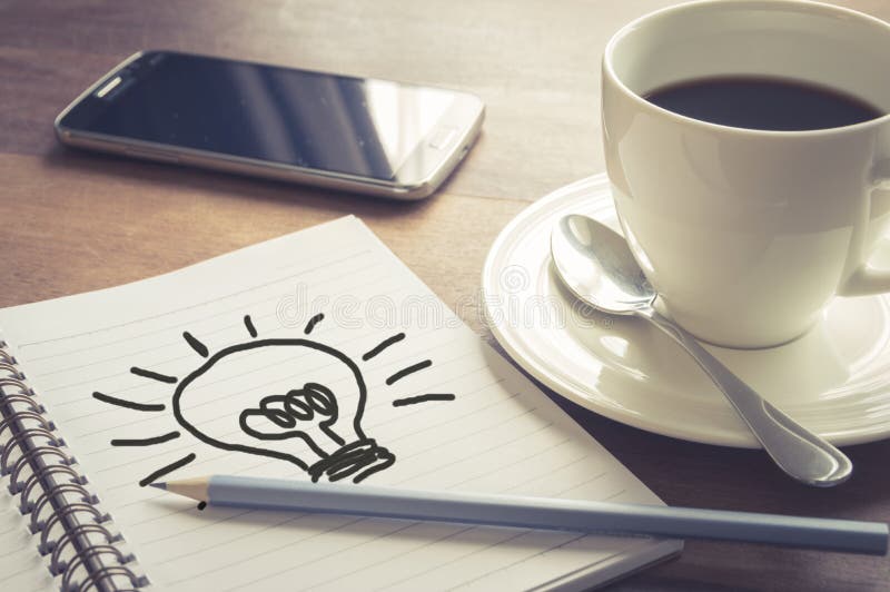 Write Idea Paper with Coffee Cup and Smart Phone Stock Photo - Image of ...