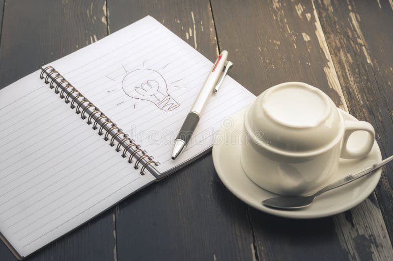 Write Idea Paper with Coffee Cup Stock Photo - Image of drawing, design ...