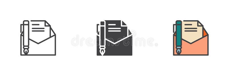 Write a Letter Different Style Icon Set Stock Illustration ...