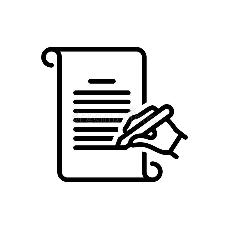 Black Line Icon for Write Letter, Write and Mail Stock Vector ...