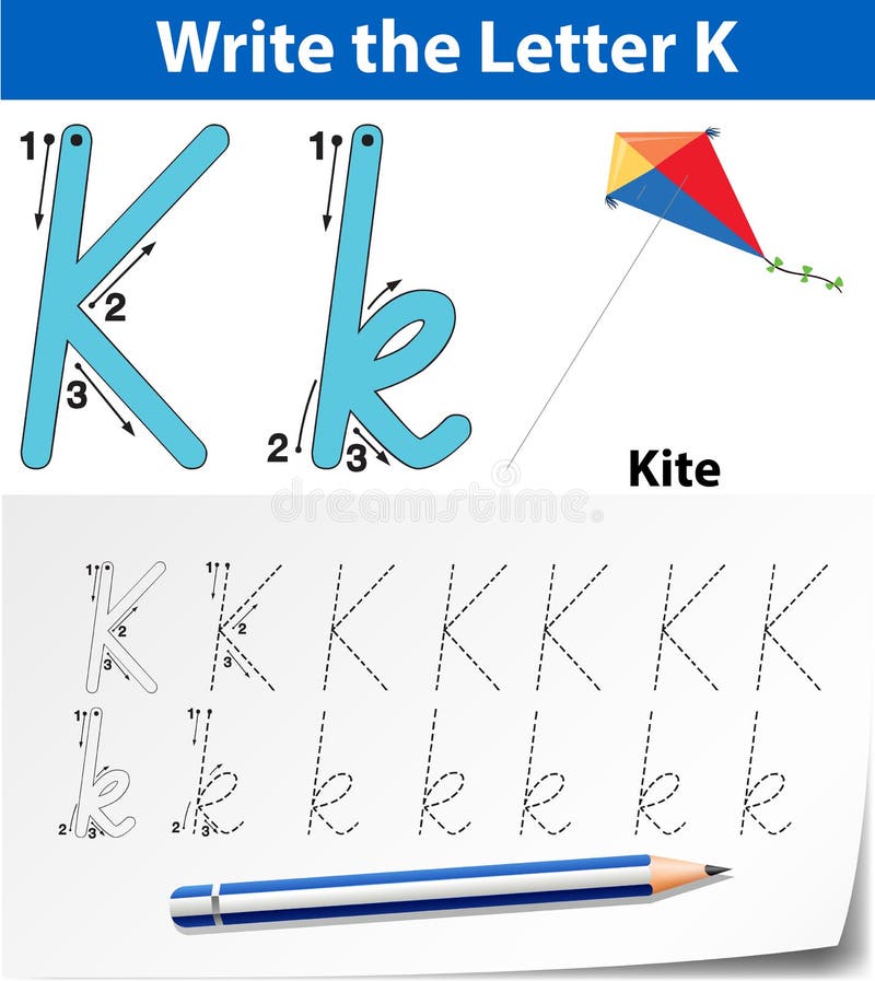 Write the Letter K English Card Stock Vector - Illustration of teacher ...