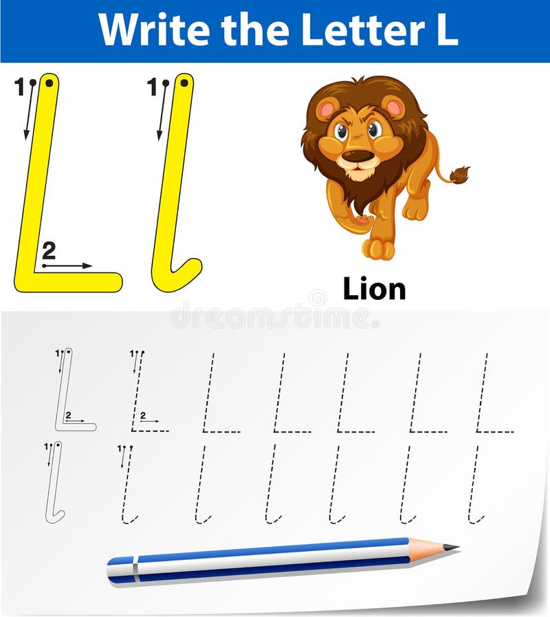 Write the Letter L English Card Stock Vector - Illustration of trace ...