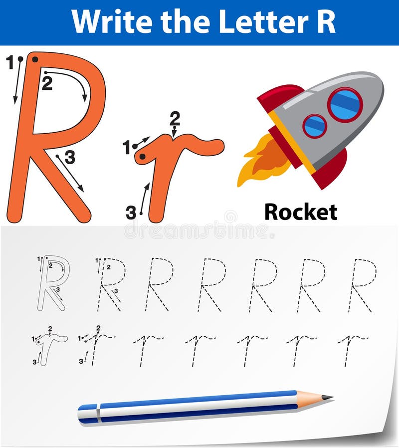 Write the Letter R English Card Stock Vector - Illustration of school ...
