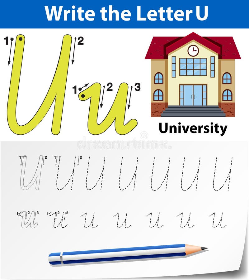 Write the Letter U English Card Stock Vector - Illustration of graphic ...