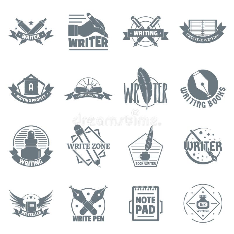 Write Logo Icons Set, Simple Style Stock Vector - Illustration of icon ...