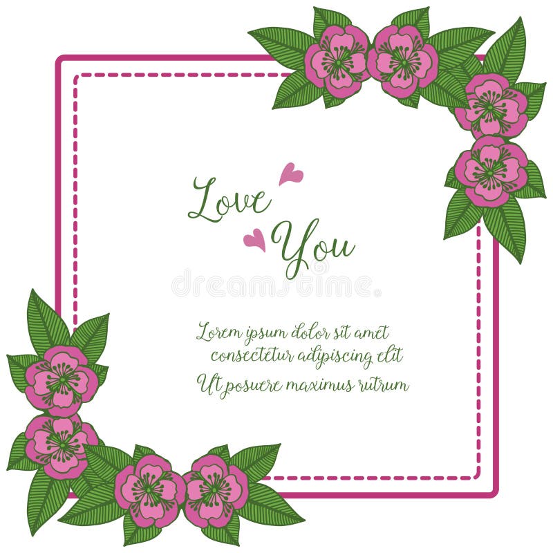 Write of Love You, Romantic Retro Style, with Nature Leaf Flower Frame ...