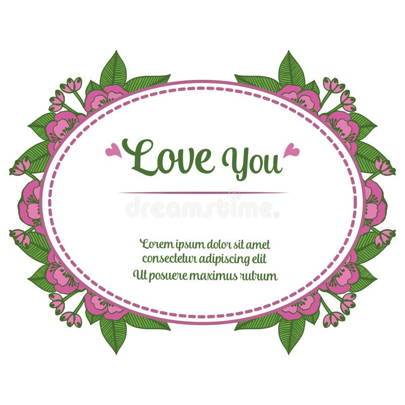 Write of Love You, Romantic Retro Style, with Nature Leaf Flower Frame ...