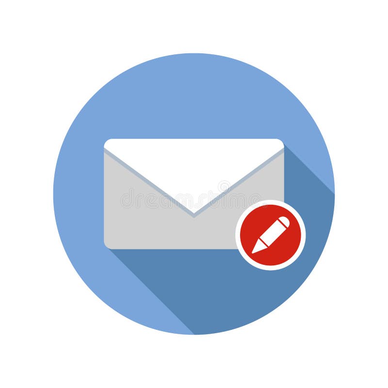 Write Mail Icon. Email Icon with Long Shadow Stock Vector ...