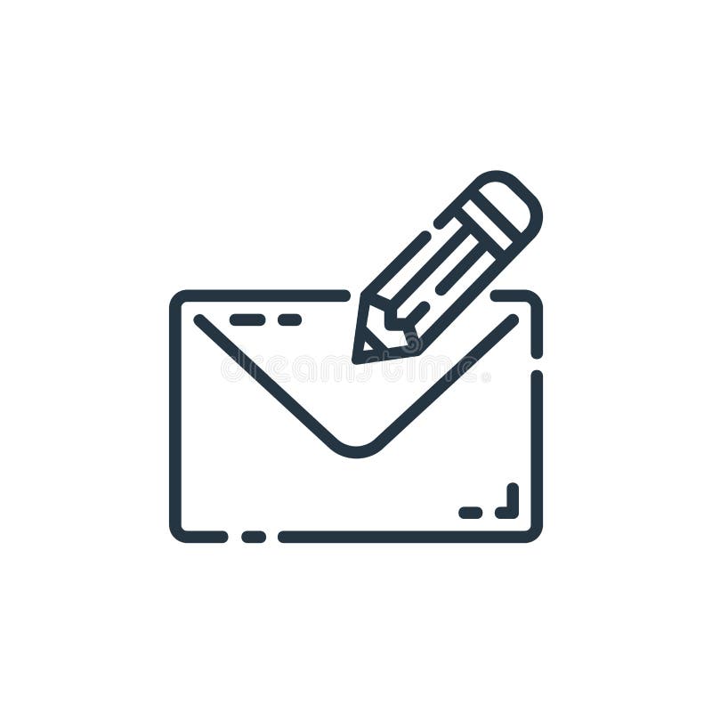 Write Vector Icon Isolated on White Background. Outline, Thin Line ...