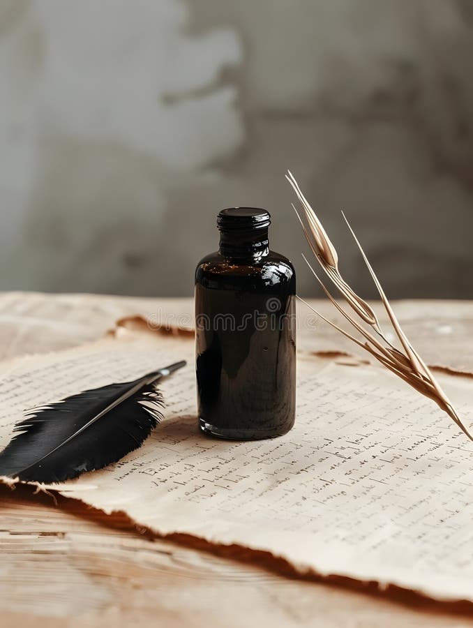 Write a Manuscript. Writing with Ink. Antique Feather Stock ...