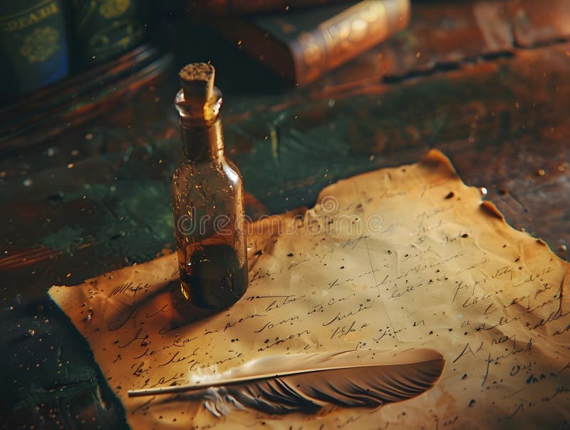 Write a Manuscript. Writing with Ink. Antique Feather Stock ...