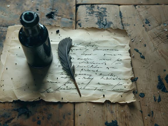 Write a Manuscript. Writing with Ink. Antique Feather Stock ...
