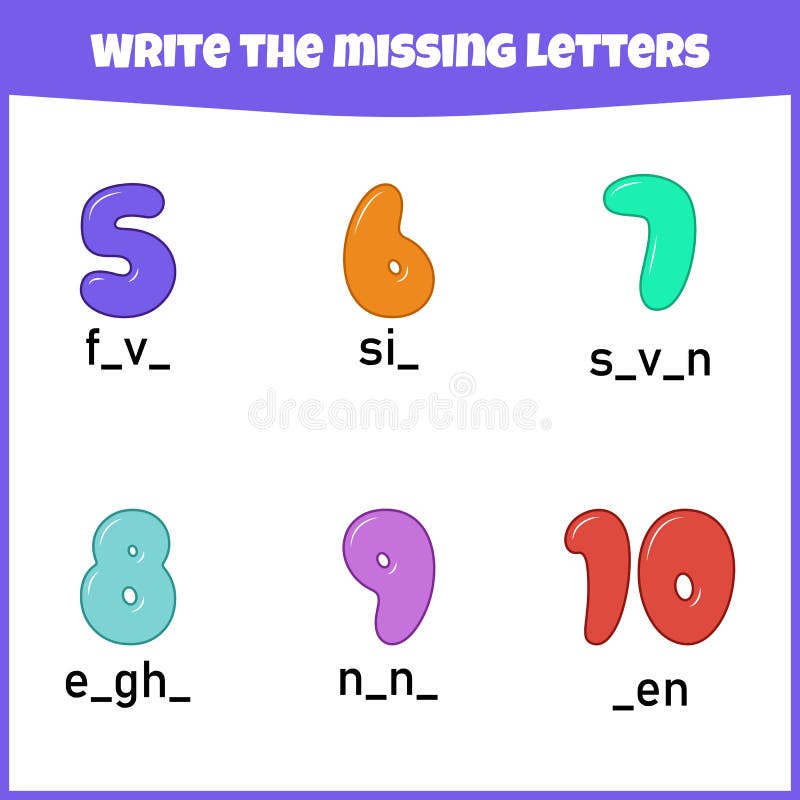 Write the Missing Letter. Worksheet for Education Stock Vector ...