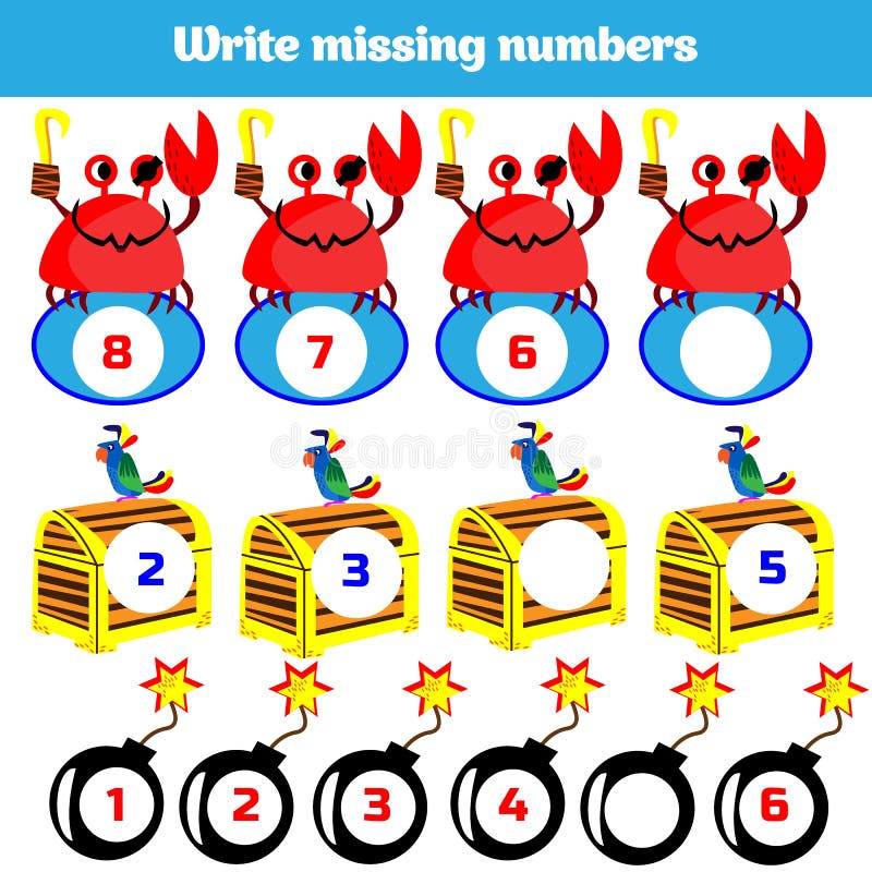 Write the Missing Number. Mathematics Educational Game for Children ...