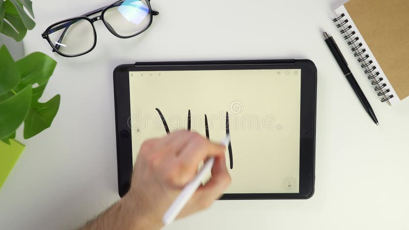 Write Note on Tablet Screen. Electronic Pencil for Widget Notes. Modern ...
