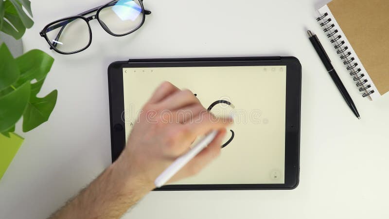 Write Note on Tablet Screen. Electronic Pencil for Widget Notes. Modern ...