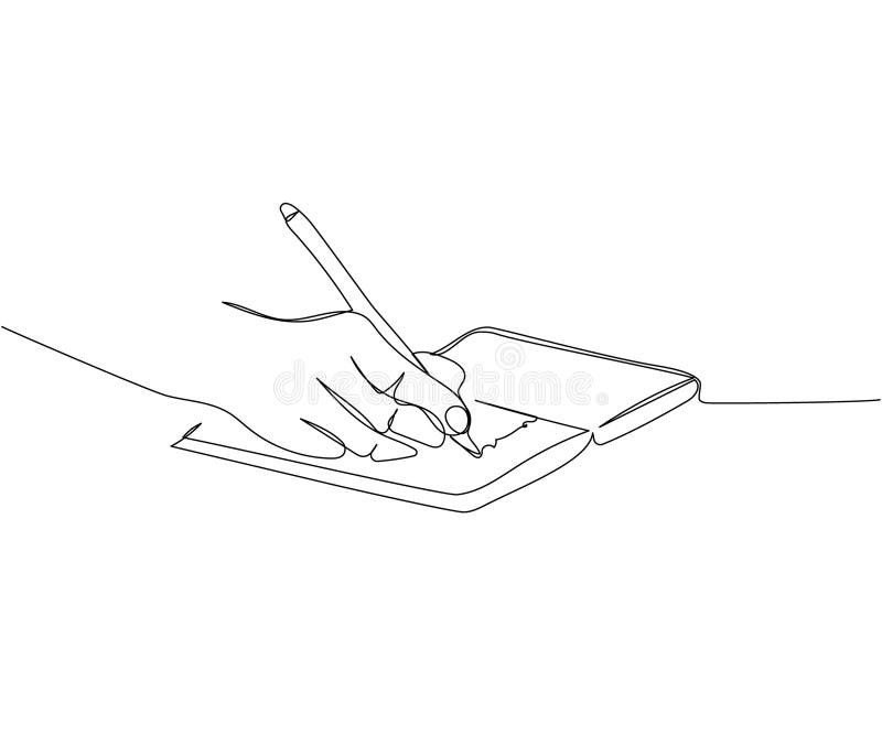 Write in a Notebook, Take Notes, Book, Textbook One Line Art ...