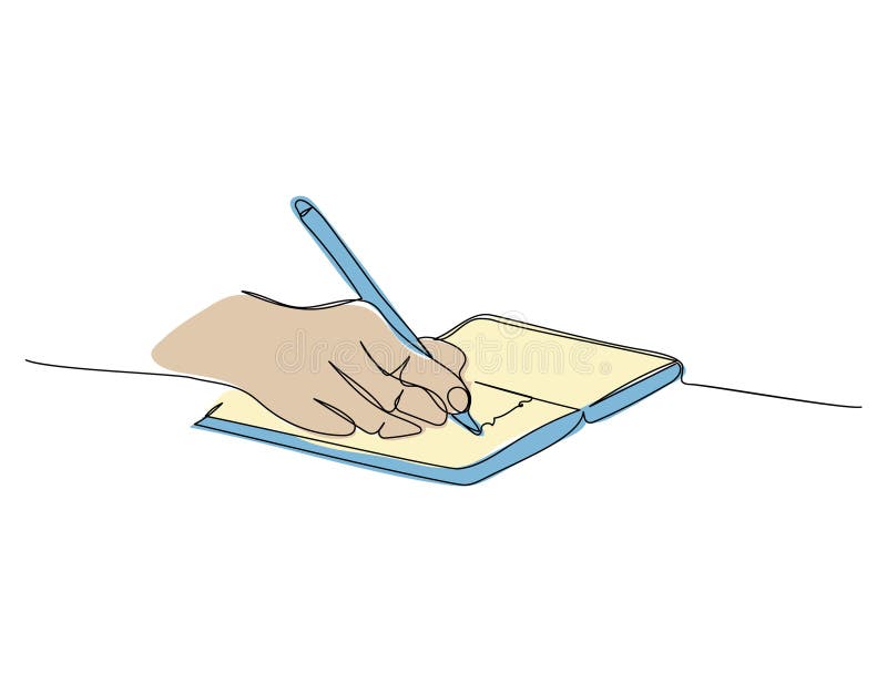 Write in a Notebook, Take Notes, Book, Textbook One Line Color Art ...