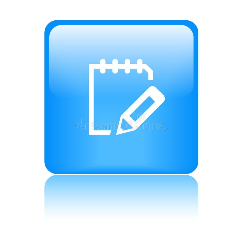 Notepad Icon with Pencil in a Circle with Shadow. Flat Style, Vector ...