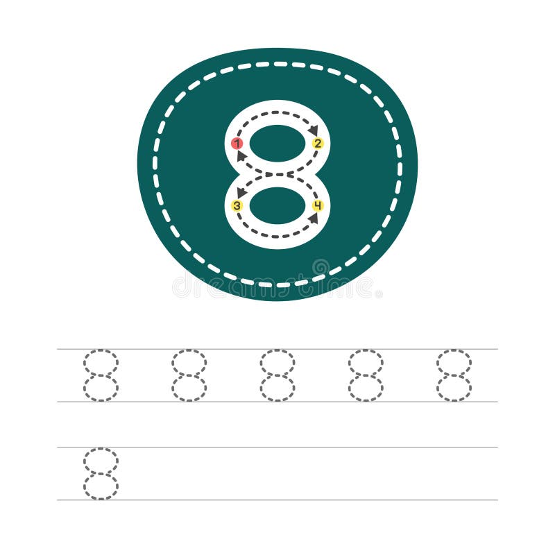 Write a number 8 stock vector. Illustration of education - 159437296
