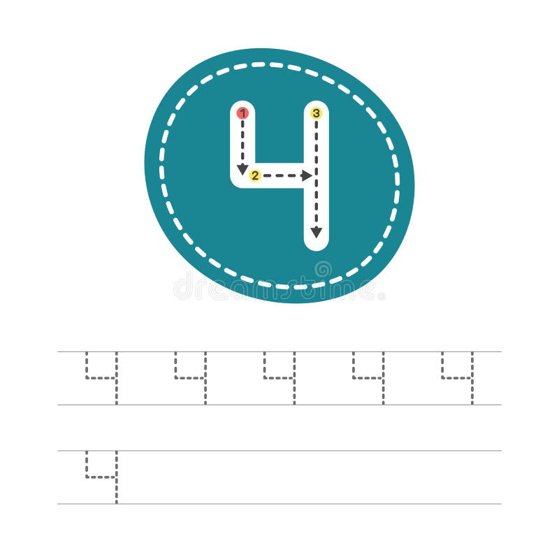 Write a number 4 stock vector. Illustration of learning - 159437290