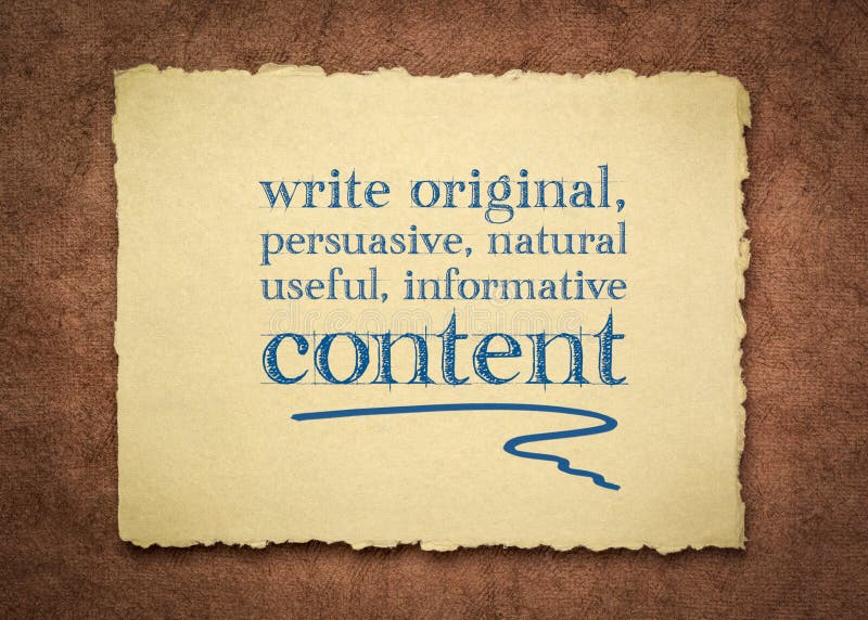 Write Original, Useful, Informative Content Stock Photo - Image of ...
