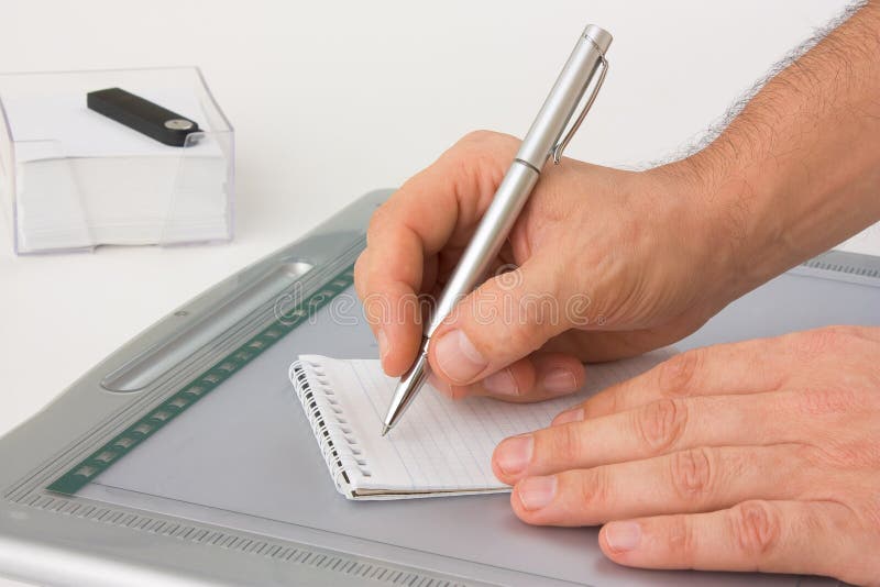 Write with a Pen in a Notebook Stock Image - Image of hand, paper: 16254431
