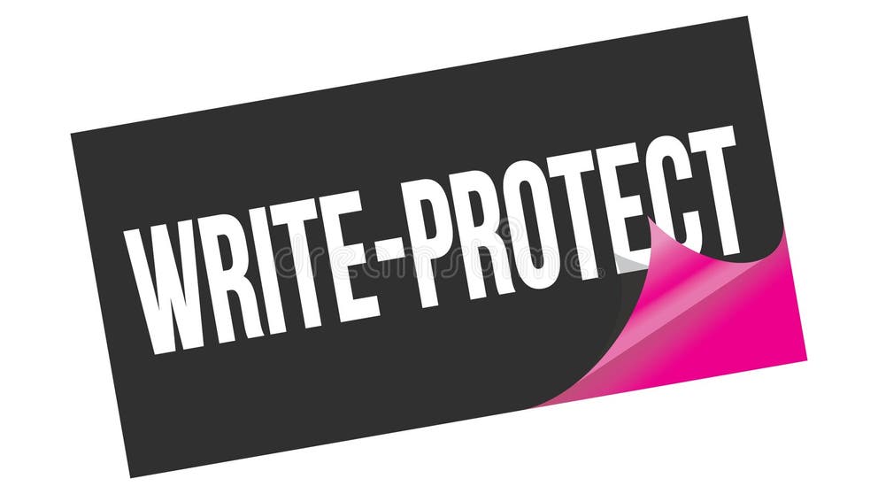 WRITE-PROTECT Text on Black Pink Sticker Stamp Stock Illustration ...