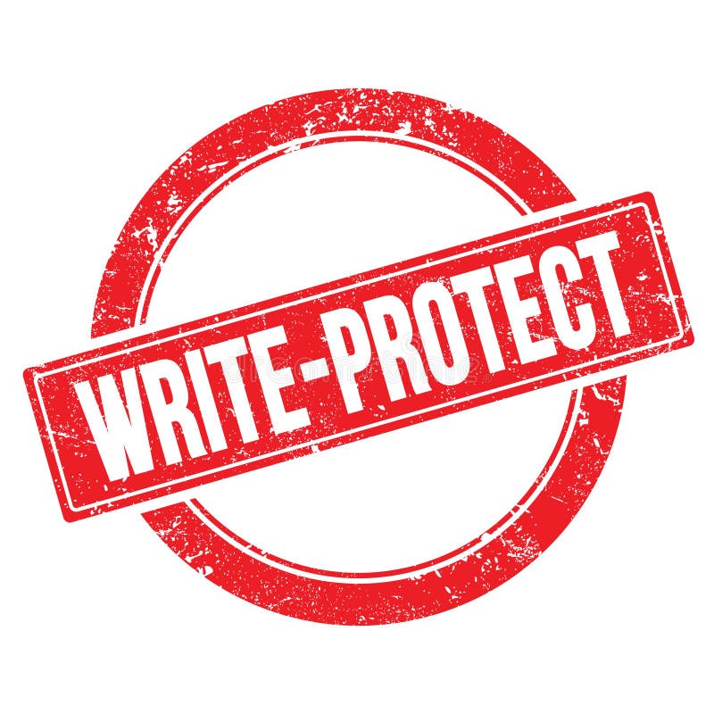 WRITE-PROTECT Text on Red Grungy Round Stamp Stock Illustration ...