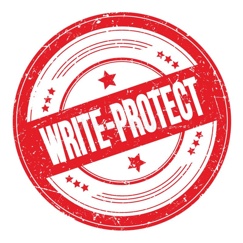 WRITE-PROTECT Text on Red Round Grungy Stamp Stock Illustration ...