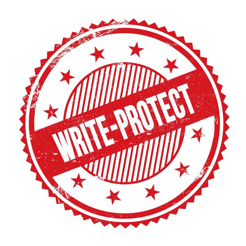 WRITE-PROTECT Text Written on Red Grungy Round Stamp Stock Illustration ...