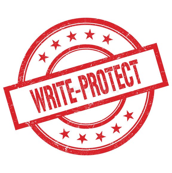 WRITE-PROTECT Text Written on Red Vintage Round Stamp Stock ...