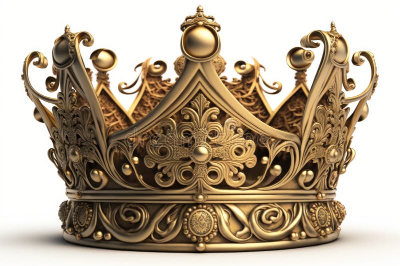 Golden Crown Isolated on White Background. Vintage Style Stock ...