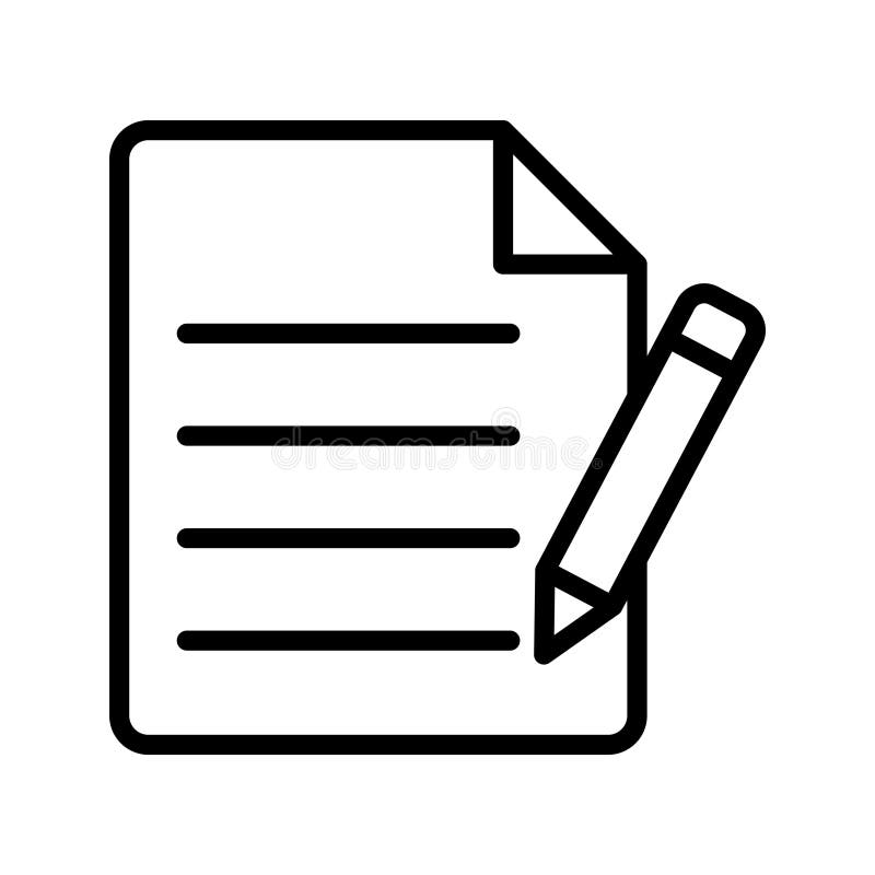 Write Document Vector Thin Line Icon Stock Vector - Illustration of ...