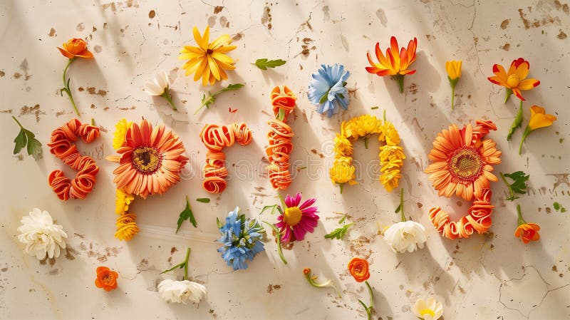 Write the Word "spring" Using Flowers,creative Wallpaper,spring Themed ...