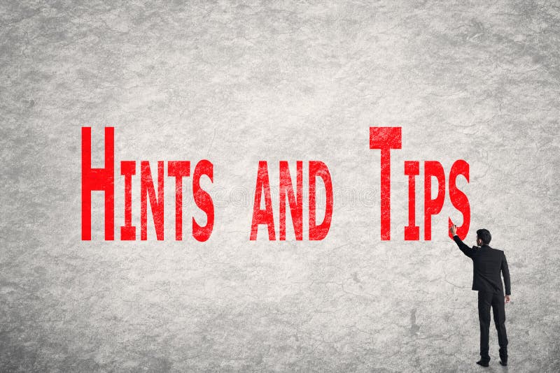 Write Words on Wall, Hints and Tips Stock Image - Image of guide, coach ...