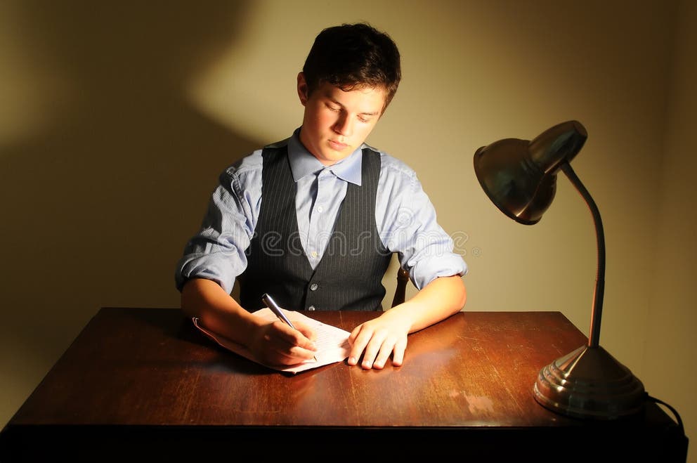 Writer stock image. Image of retro, paperwork, male, vest - 15950359
