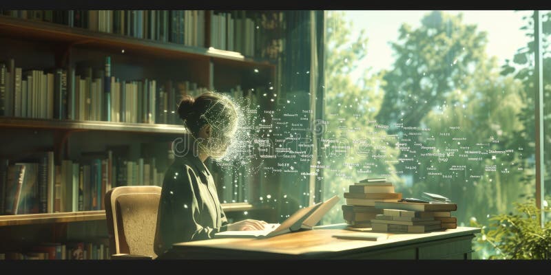 Writer with AI in Minimalist Study AIG60 Stock Image - Image of view ...