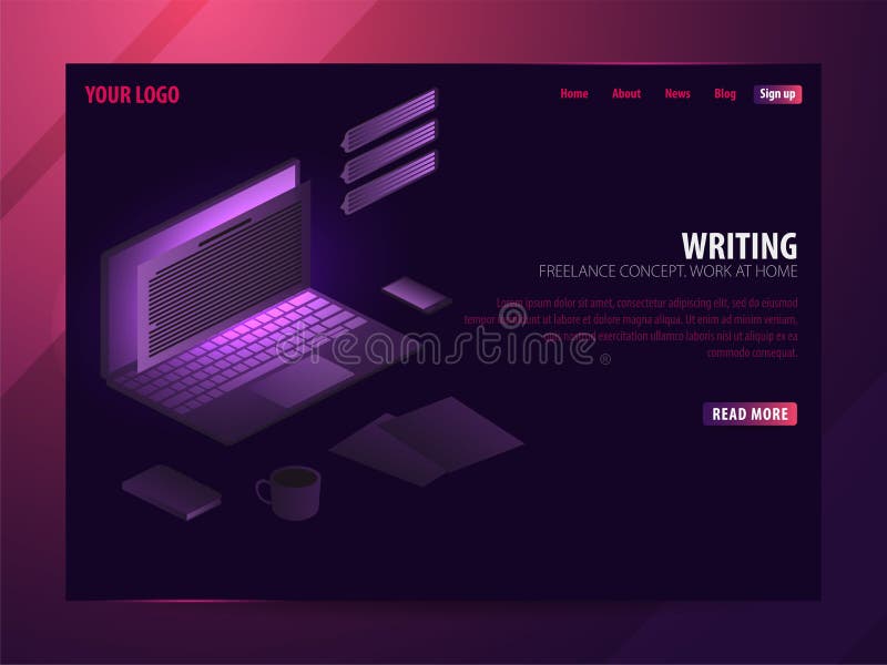 Writer. Can Use for Web Banner or Infographics. Freelance Concept. Work ...
